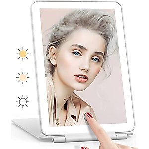 Jack & Rose Travel Mirror with Light, Folding Travel Mirror Led Lighted Makeup Mirror