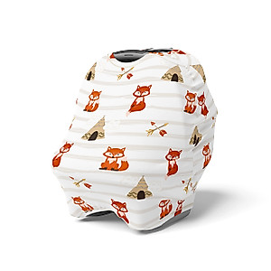 Stretchy Multi Use Cover Car Seat Canopy Woodland Teepee Fox Nursing Cover Shopping Cart Baby Cover