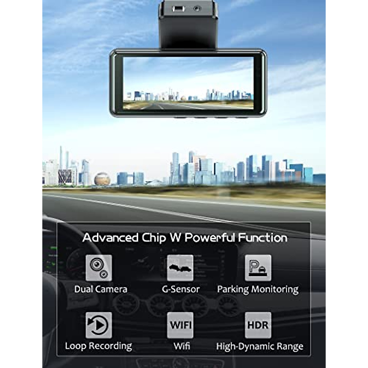 Milerong Dash Cam Front and Rear, FHD 1080P WiFi Dash Cam Pro, Dash Camera with SD Card, 3.16" Screen Car Dashcam with Enhanced Night Vision,Adjustable Camera, 24Hrs Parking Mode, Motion Detection,WDR