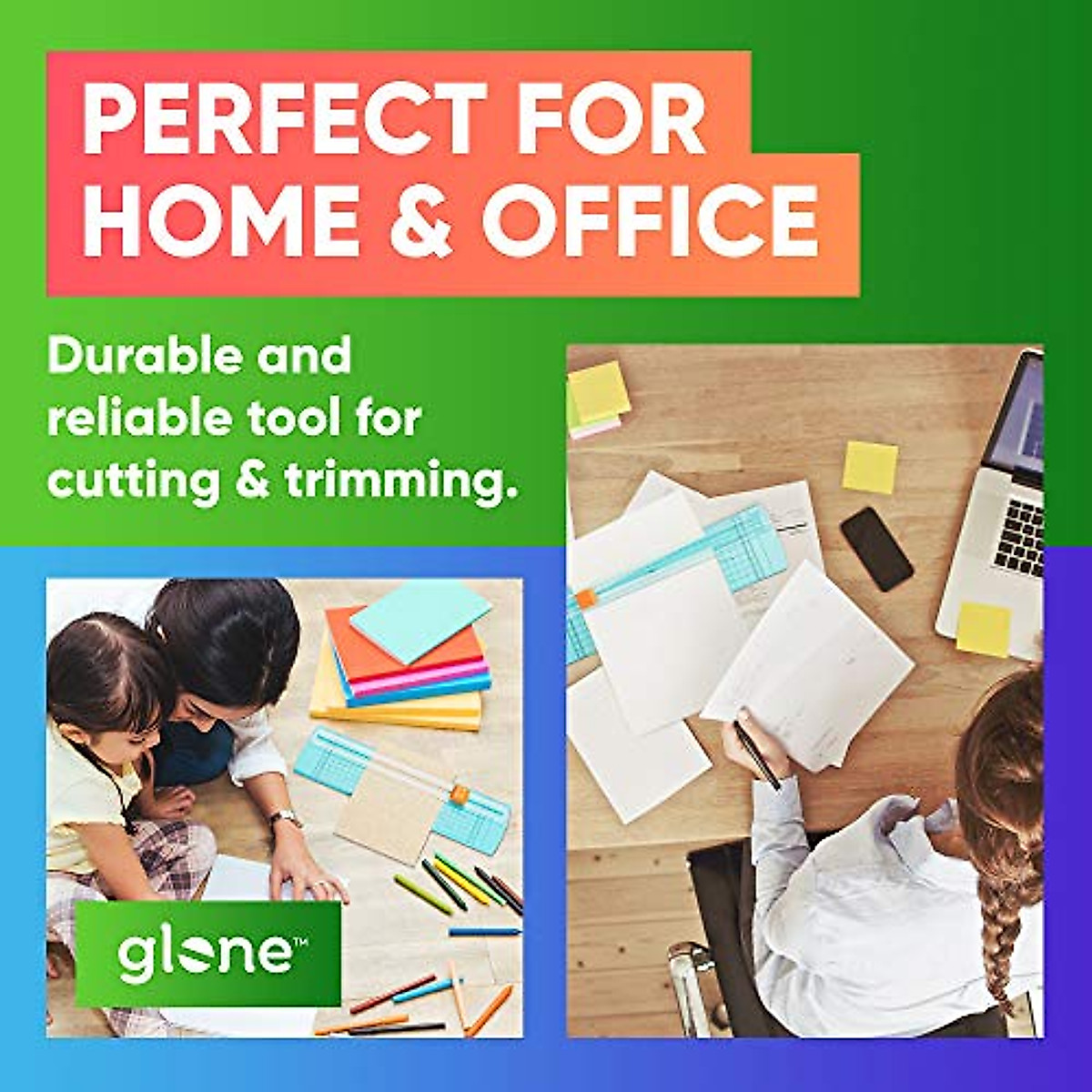 Glone 12 inch Paper Trimmer, A4 Size Paper Cutter with Automatic Security Safeguard for Coupon, Craft Paper and Photos (Green)