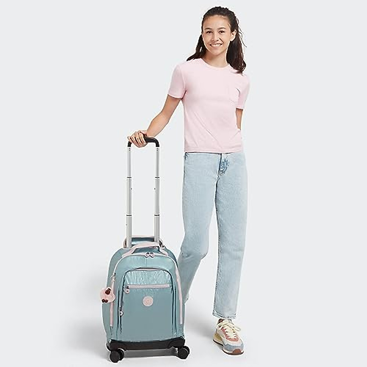 Kipling New Zea Metallic 15" Laptop Rolling Backpack Fairy Green Met