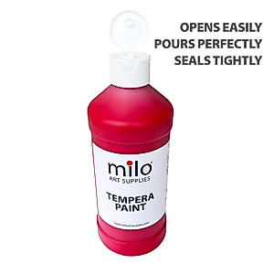 milo Tempera Paint Set of 8 Colors | 16 oz Bottles | Made in the USA | Washable and Non-Toxic Art & Craft Poster Primary Finger Paints for Artists, Kids, & Hobby Painters