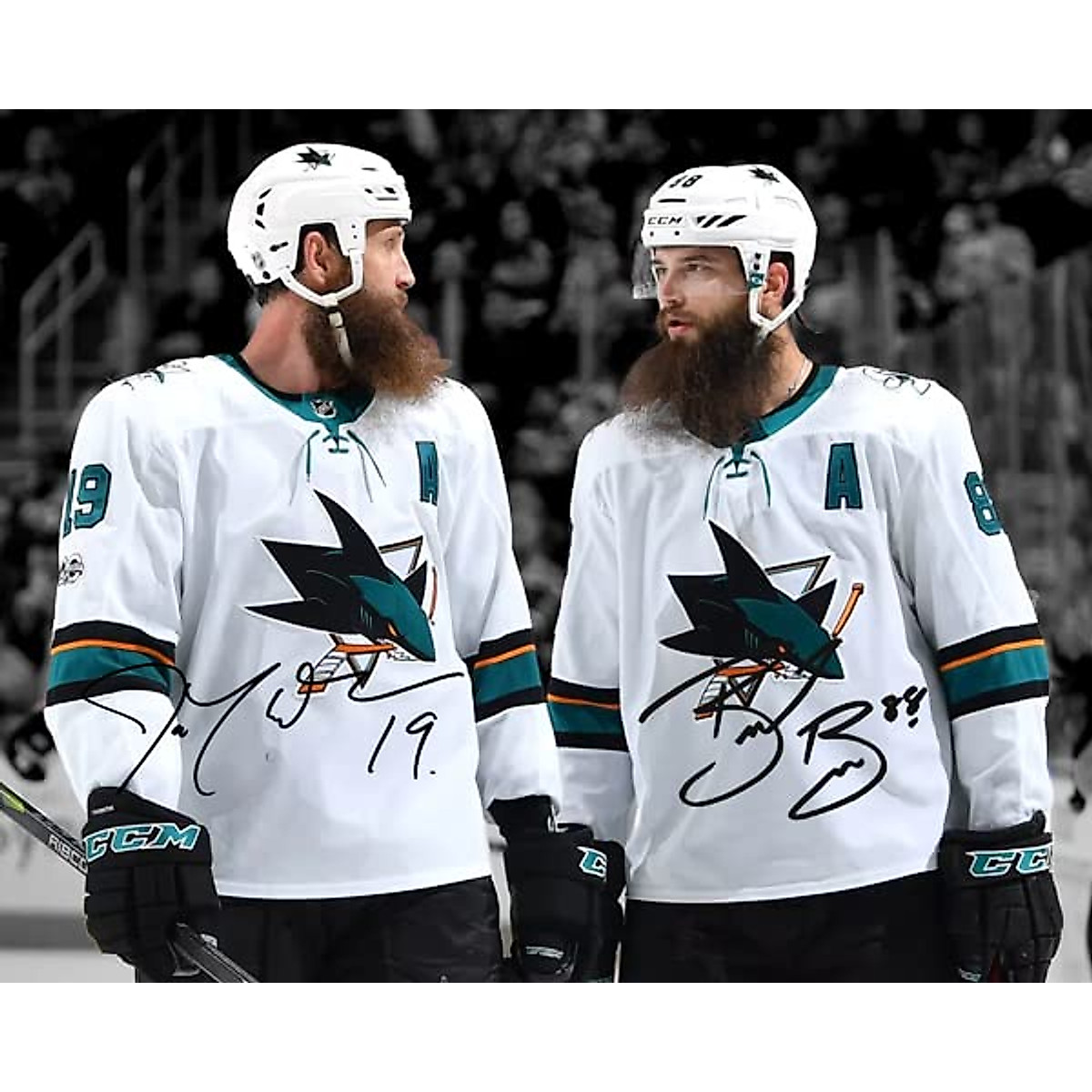 Ikonic Fotohaus Joe Thornton Brent Burns Signed Photo Autograph Print Wall Art Home Decor