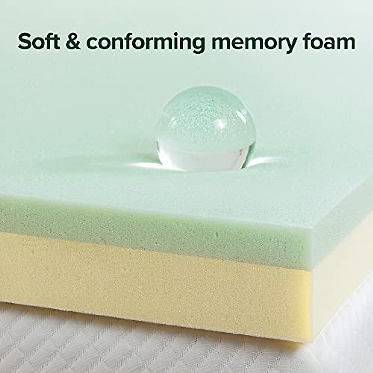 ZINUS 1.5/3/4-inch Green Tea Memory Foam Mattress Topper, Pressure-Relieving Layers, CertiPUR-US Certified, (3 in, King)