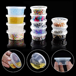 Augshy Small Plastic Containers with Lids for Slime, 50 Pack Foam Ball Storage Containers with Lids (2 oz)