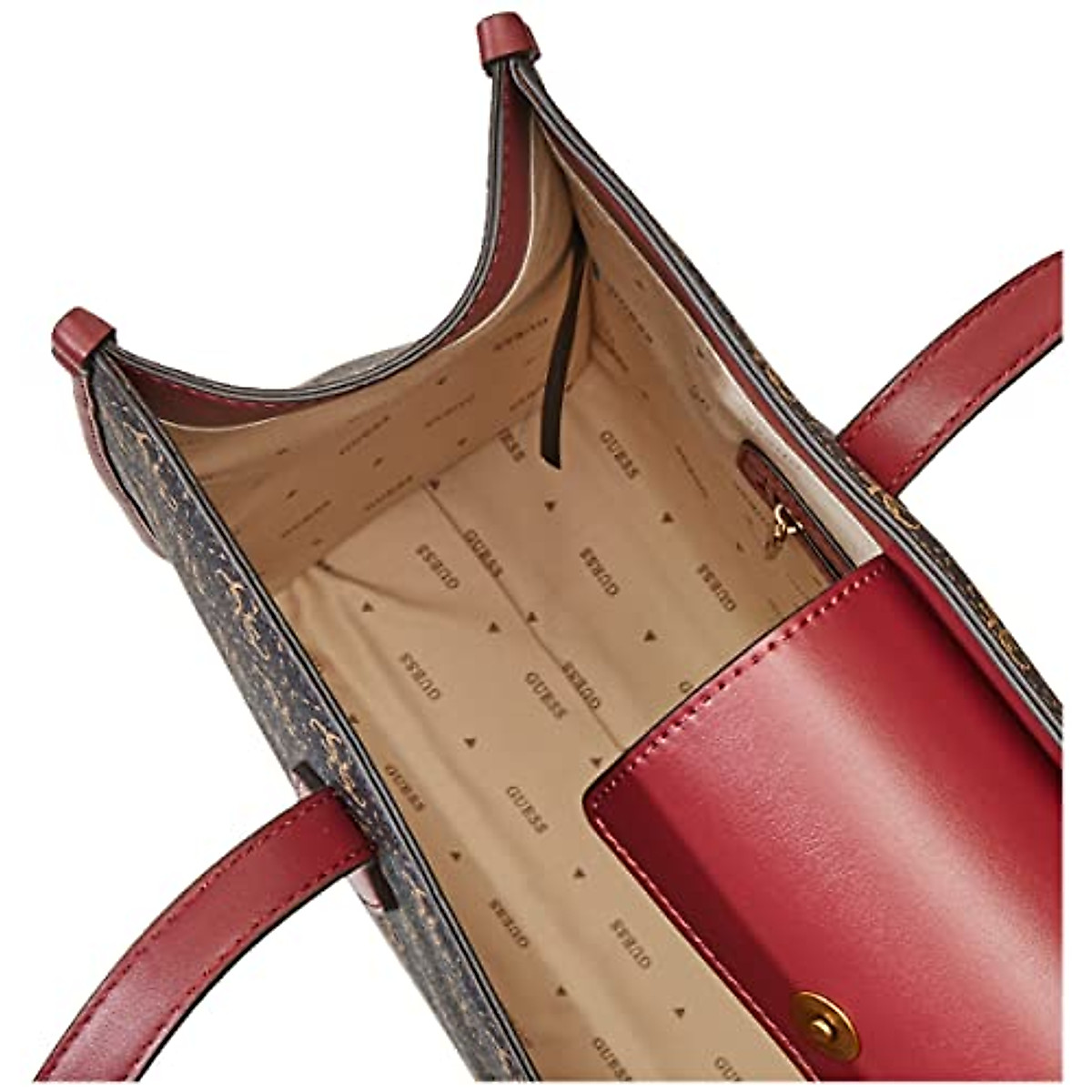 GUESS Silvana Tote Brown Logo/Merlot One Size