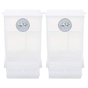 ULTECHNOVO Automatic Bird Feeder, 2Pcs Bird Feeding Container Bird Creative Parrot Feed Box for Small and Medium Parrots and Birds Feeder for Small and Medium Parrots and Birds Feeder for