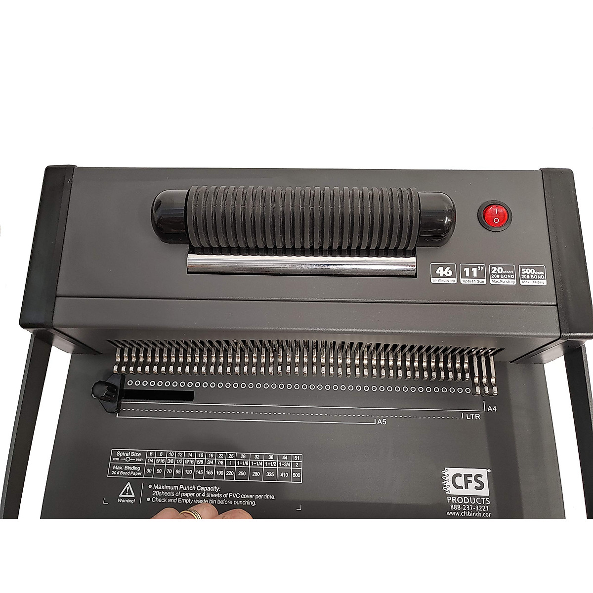 CFS Products - BetterBind Coil-It - Coil-Binding Machine with Electric Coil Inserter - Manual Binding Punch - Up to 20 Pages - 4:1 Pitch - for Personal, Home, School or Business Binding