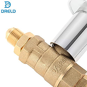 1/2" Straight Quarter Turn Shut-Off Gas ValveFire Pit Gas Kit for Natural Gas LP Gas Fire Pits, 3/8 Male Flare x 1/2 NPT Fittings with Polished Chrome Flange Brass Body and 3" Key