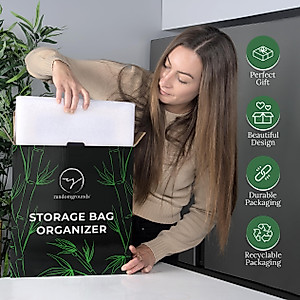 randomgrounds Zipper Bag Storage Organizer for Drawer - Artistic Design 100% Bamboo Wooden Zipper Plastic Sandwich Baggie, Zipper Home Kitchen Pantry Organization Holder with Magnetic Lock