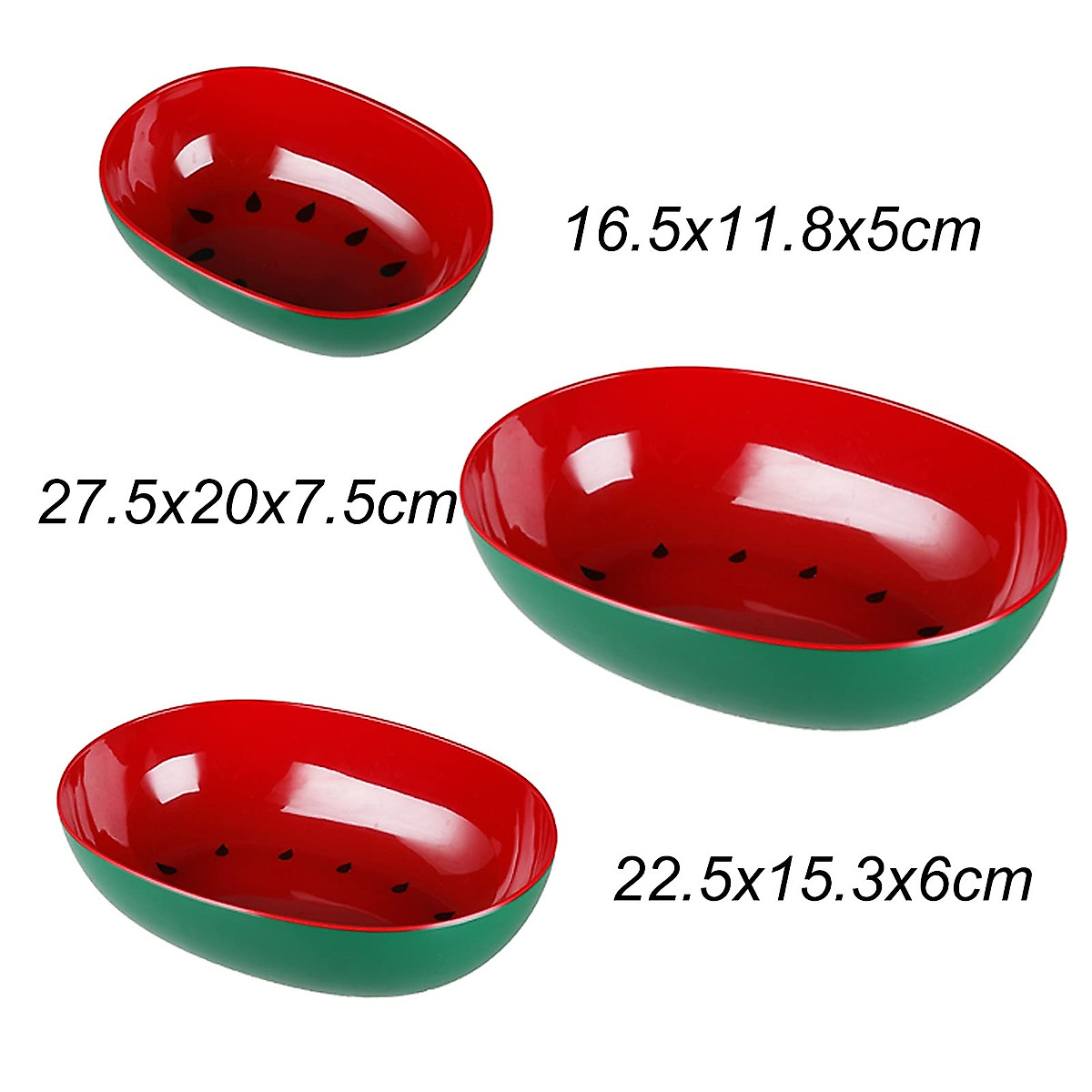 Three-piece Watermelon-style Fruit Plate-snack, Candy And Fruit Storage Tray, Sturdy Fruit Bowl For Indoor Living Room, Large, Medium And Small Three-piece Set (Color : Red)