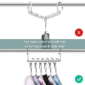 Meetu Space Saving Hangers Magic Cloth Hanger Metal Closet Organizer for Closet Wardrobe Closet Organization Closet System (Pack of 20)