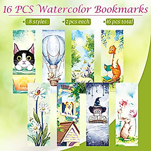 YoeeJob 16pcs Watercolor Bookmarks for Women/Kids/Book Lovers, Spring Bookmarks Gift for Friends, Animal/Plant Book Mark Bulk for Students, Teacher Classroom Gifts, Reading Present