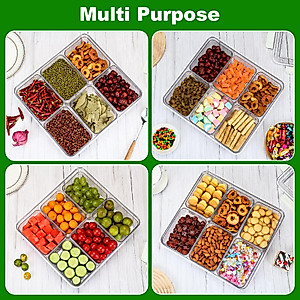 Divided Serving Tray with Lid & Handle, BPA-free Food Storage Container, Snack Box, 6 Compartment Snack Containers, Fruit Storage Containers for Fridge,Storage Organizer For Veggie,Fruit,Candy,Nuts