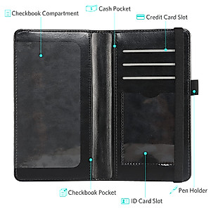 CoBak Premium Leather Checkbook Cover - RFID Blocking, Classic Design, Slim & Durable - Perfect for Personal & Business Checks