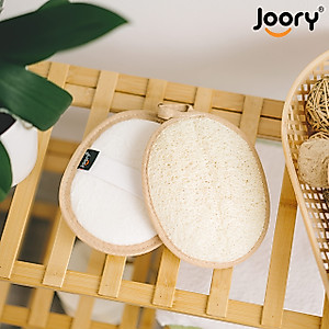 JOORY Natural Exfoliating Loofah Sponge, Egyption Body Scrubber (3 Pack), Biodegradable Shower luffa Pad