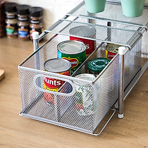 Home Zone Living Under Bathroom Sink Organizer – Sliding Basket, Inside Cabinet Storage