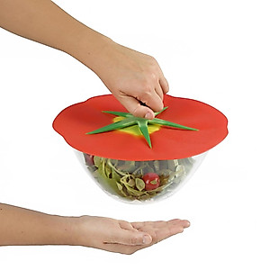 Charles Viancin - Tomato Silicone Lid for Food Storage and Cooking - 8''/20cm - Airtight Seal on Any Smooth Rim Surface - BPA-Free - Oven, Microwave, Freezer, Stovetop and Dishwasher Safe