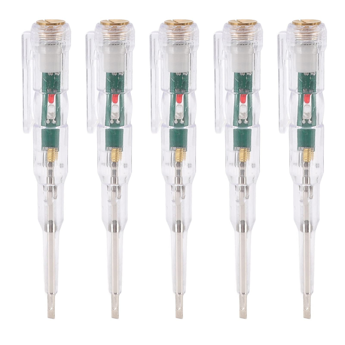 5Pcs Electrical Tester Pen Multi Functional Household Pocket Electricity Circuit Detector with LED Color Light 70-250V Used for Neutral Live Wire Judgment, Line on off Detection