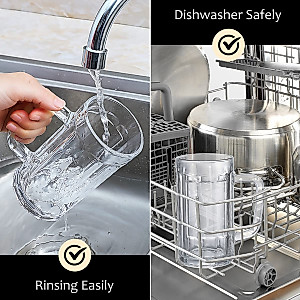 Wwyybfk Beer Mugs Set, Freezer Beer Glasses Mug with Handle, 16.5oz Glasses Beer Stein Mugs for Bar, Beverage, Dishwasher Freezer Safe 468ml 2-Pack