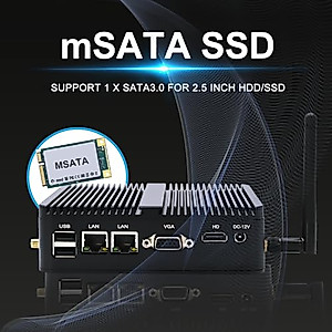 WEIDIAN Fanless Mini PC Industrial Win 11 Pro Celeron J4125 8GB RAM 128GB SSD, 2*COM RS232, 2*Gigabit LAN, 2*Displays HD VGA Small Desktop PC Computer for Industrial Business Office Auto Power On