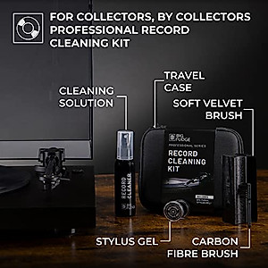 Big Fudge Professional Series Vinyl Record Cleaning Kit - 5-in-1- Includes Velvet Vinyl Cleaner Brush, Cleaning Fluid, Stylus Gel, Brush for Velvet, Padded Storage Case
