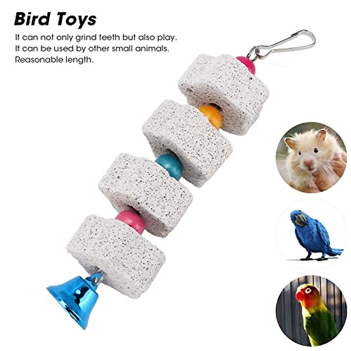 Parrot Beak Grinding Stone Chewing Toys Bird Teeth Lava Block Calcium Supplement Food Hanging String Toy for Budgies Parakeet ockatiel Hamster Rat