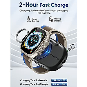 Portable Charger for Apple Watch, 1200mAh Magnetic Keychain Wireless Power Bank Watch Charger for iWatch Series 8/UItra/7/6/SE/5/4/3/2