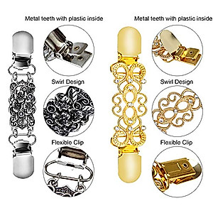 Ruisita 4 Pieces Retro Cardigan Clip Sweater Collar Clip Shawl Clips Dresses Shawl Clip for Women Girls (Color 1)