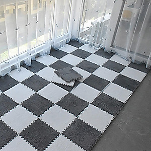 Funnyfuzzy Interlocking Carpet,Dog Blanket Soft Pet Bed Cover, Plush Foam mat, Shaggy Soft EVA Foam Mats Fluffy Area Rugs Protective Floor Tiles Exercise Play Mat for Kids Room Home Parlor Bedroom (C