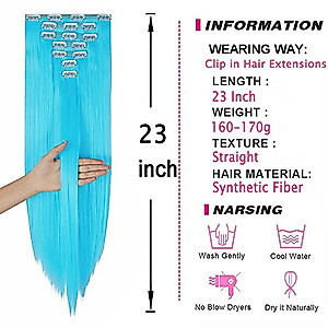 OMGREAT 23 Inch 7Pcs 16Clips Clip in Hair Extensions for Women Beauty Long Straight Thick Hair Extensions Ash Blonde