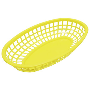Set of 12 Yellow Oval Fast Food/Deli Baskets, 9.25 by 6-Inch, Black Duck Brand Yellow (12)
