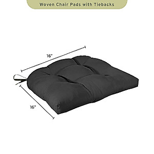 Arlee Home Fashions – Fiber Filled Premium Chair Pads - Chair Pads with Tiebacks –17.25” L X 16” W – Black - Set of 4