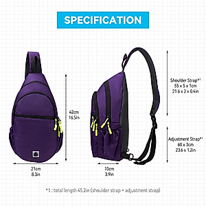 Gisdanchz Sling Backpack Sling Bag for Women Men, Small Backpack Chest Bag Sling Bags for Women Crossbody Bags, Travel Walking Hiking Daypack Cross Body Bag Day Pack Over The Shoulder Bag, Purple