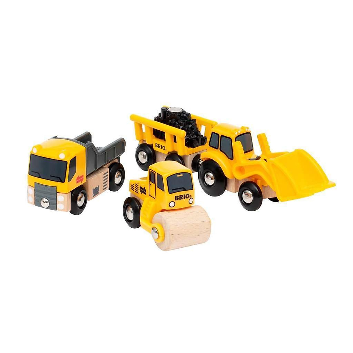 BRIO Construction Vehicles - Premium Wooden Toy Train Set | Fun and Educational | Easy Magnetic Couplings | FSC Certified Wood | Ideal Christmas or Birthday Gift