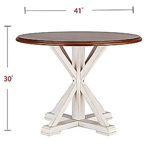 SEI Furniture Barrisdale Modern Farmhouse, Dining Table, Antique White, Whiskey Maple