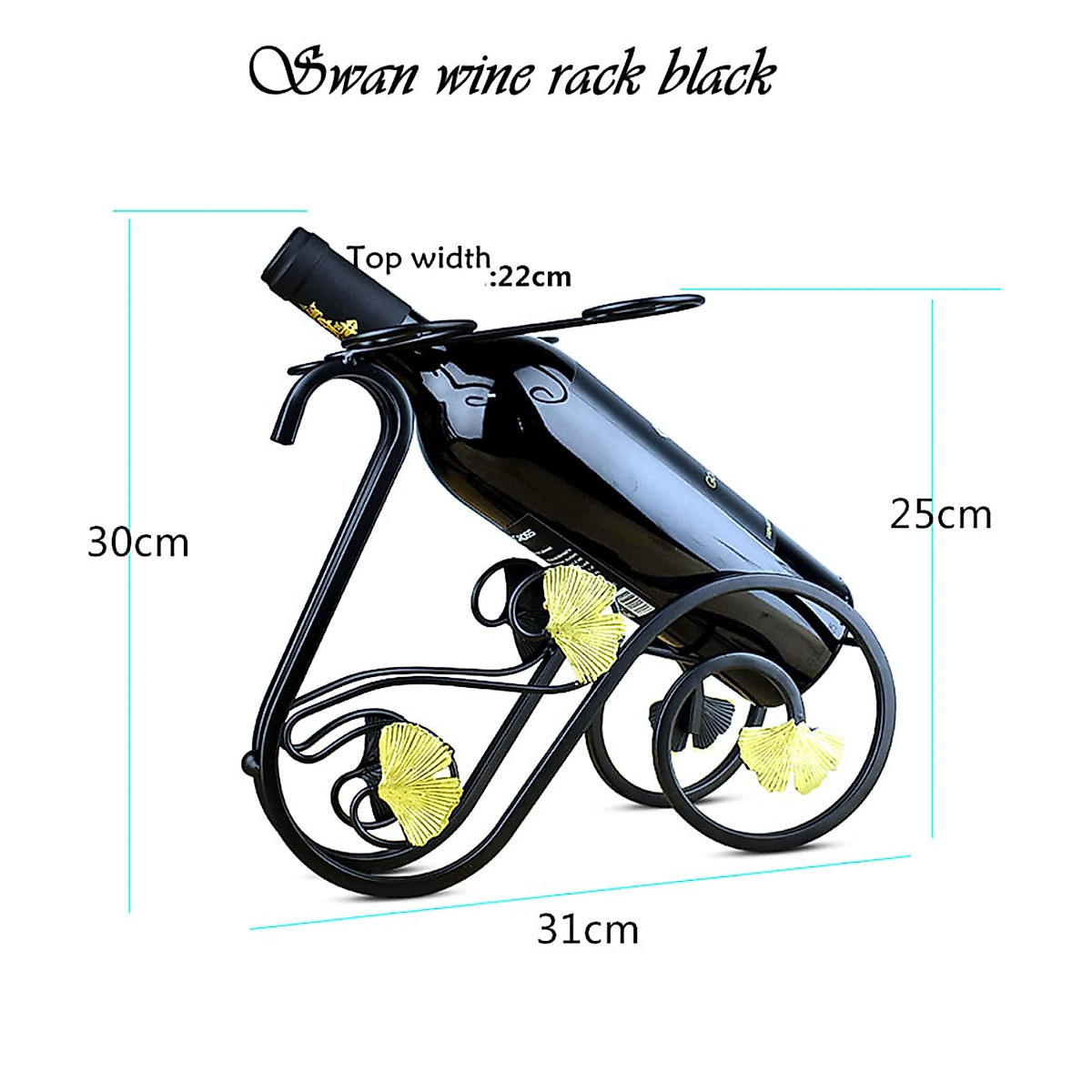 Homya Wine Rack - Under Cabinet Goblet Wine Bottle Holder Glass Storage Rack Metal Storage Rack for Easy Access and Storage of Wine Glasses Black Swan 4 Glasses + 1 Bottle