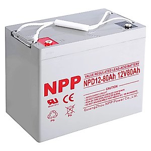 NPP NPD12-80Ah 12V 80Ah Group 24 AGM Deep Cycle Rechargeable Battery for Backup Sump Pump, Trolling Motor, Solar System, Mobility Wheelchair, General Use
