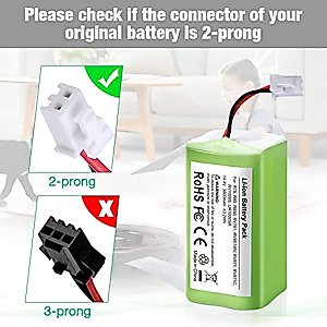 FirstPower Upgraded 3.0Ah Replace Shark RVBAT850 Battery for Shark Ion Robot R75, RV761, RV850C, RV1000S, RV1100VL, RV101AE, UR1000SR, RV700_N, RV720_N Vacuum Cleaners (NOT for 3-Prong Connector)