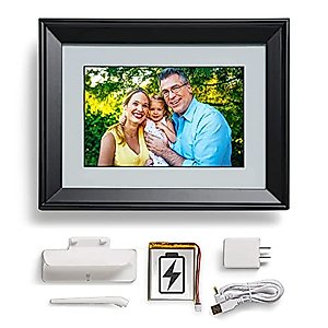 PhotoSpring 10in WiFi Digital Picture Frame with Battery, Send Photos from Anywhere via Email, App, or Web, Easy Touch Screen Setup, 1280x800 Display, Plays Videos, Black