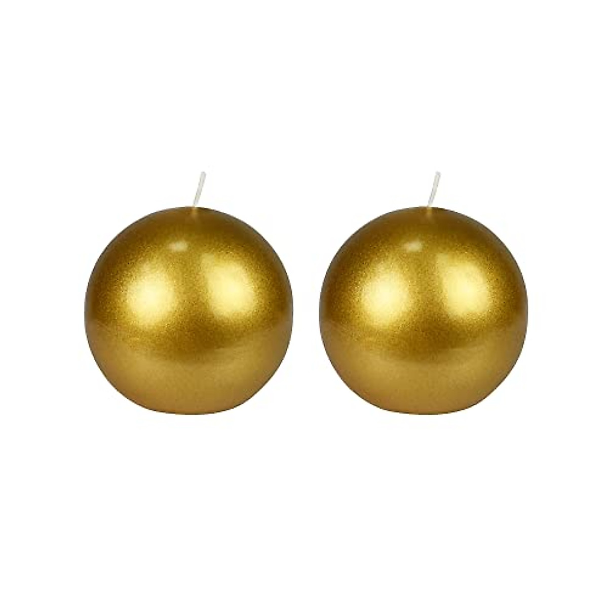 Zest Candle 2-Piece Ball Candles, 4-Inch, Metallic Gold