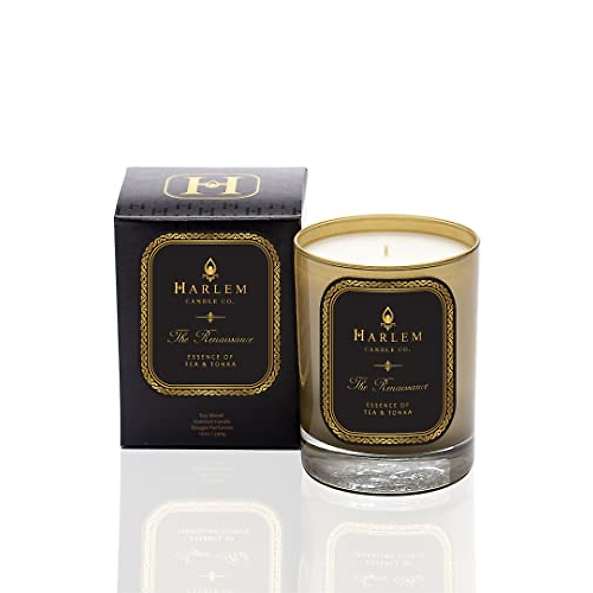 Harlem Candle Company Renaissance Luxury Scented Candle in Gold 12 oz Glass Jar, Single Wick, Handpoured Soy Wax, Gift Box, Scents of Yuzu, Cardamom, Tonka Bean, Heliotrope and Orchid Blossoms