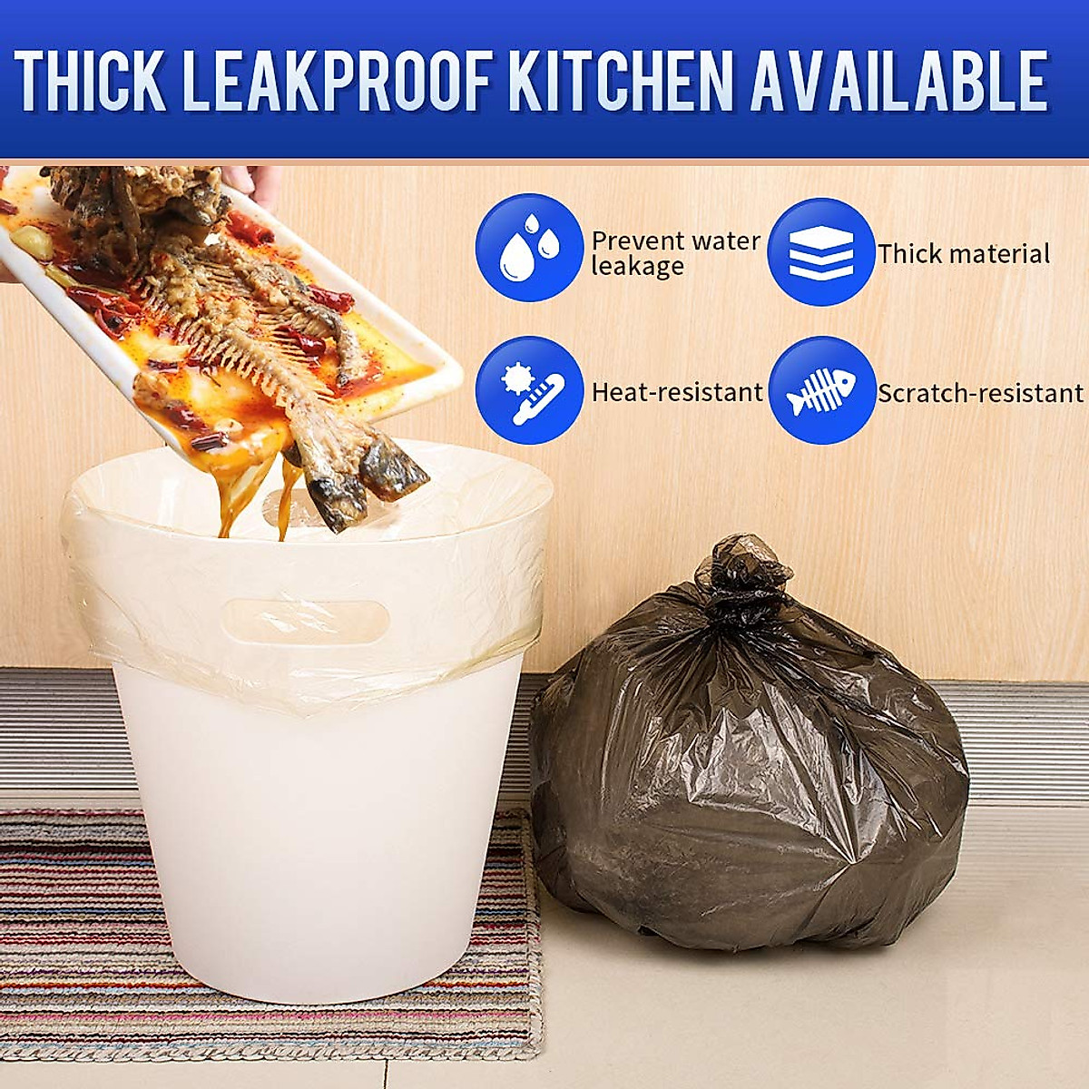 SWIHELP Trash Bags, 6 Rolls/120 Counts Small Garbage Bags for Office, Kitchen,Bedroom Waste Bin,Colorful Portable Strong Rubbish Bags,Wastebasket Bags