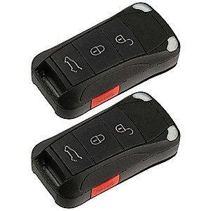Key Fob Keyless Entry Flip Remote Uncut Shell Case & Pad fits Porsche 2003-2011 Cayenne, Set of 2