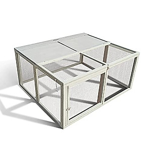 Rocomoco Wooden Chicken Coop Rabbit Hutch Pet Cage, Upgraded Wood Small Animal Poultry Cage Run Duck Hen Rabbit Habitat, Chicken Coop Indoor Outdoor for Backyard Farm Use(45.6Inch)