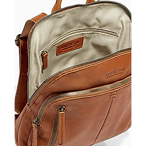 American Leather Co. Cleveland Backpack for Women, Black, 100% Genuine Leather, Medium-Sized Stylish Backpack Purse with Pleat Detailing & Antiqued Hardware, Adjustable Straps