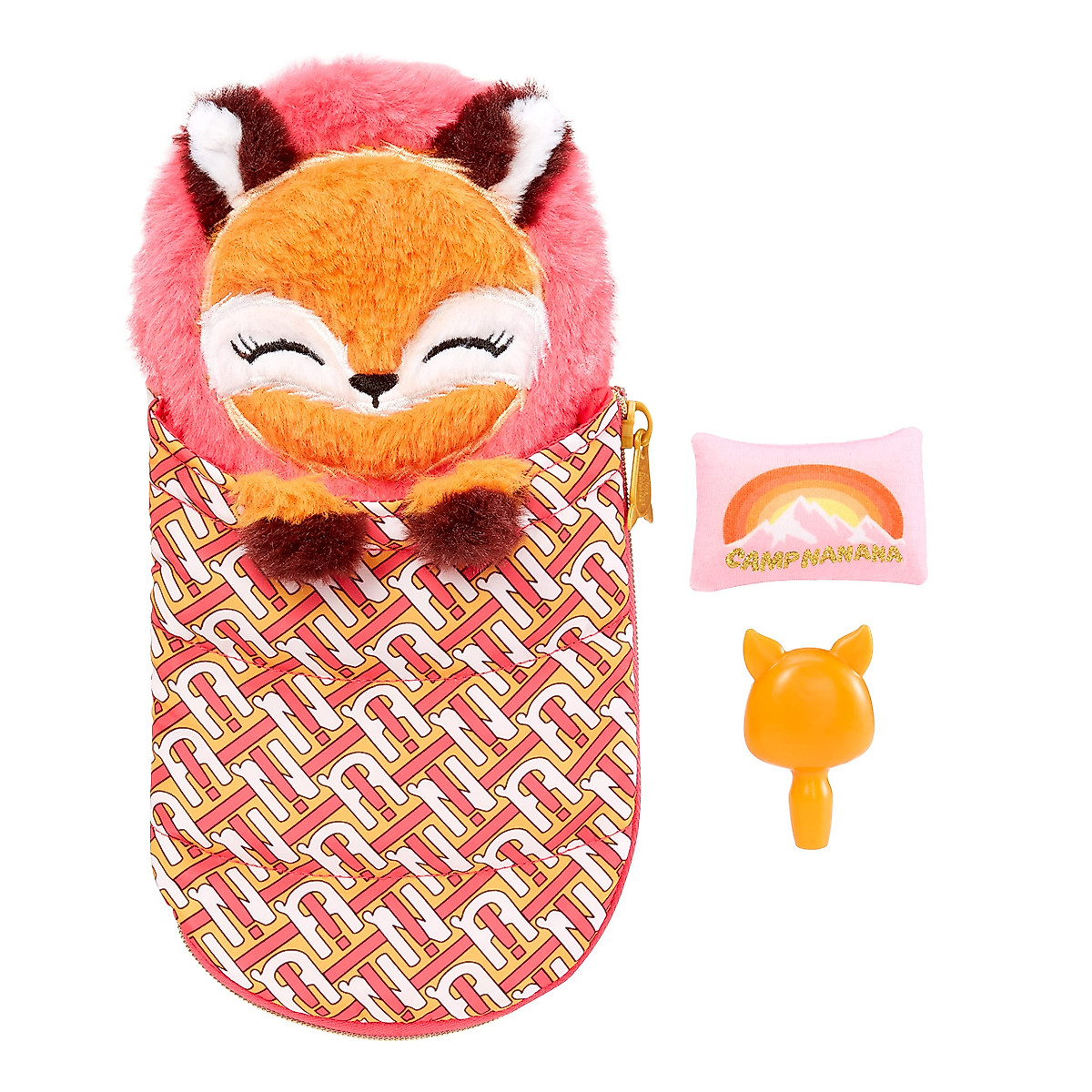 MGA Entertainment Na Na Na Surprise Camping Dolls Sierra Foxtail - Fox-Inspired 7.5" Fashion Doll with Orange Hair and -Plush Fox Sleeping Bag, 2-in-1 Gift, Toy for Kids Ages 5 6 7 8+ Years