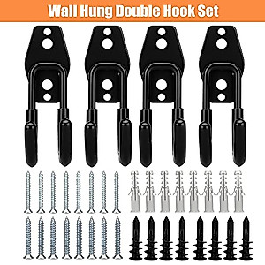 Steel Garage Storage Utility Double Hooks, Heavy Duty Hangers Wall Mount Holder U Hook Garage Organizer for Power Tools, Bikes, Ladders, Ropes, Hoses, Bulk Items Storage