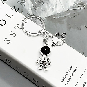 PHAETON 20PCS Robot Keychains Men Creative Spacemen Key Chain Space Robot Key Ring for Space Favors Lover Gifts Office Backpack Purse Charm