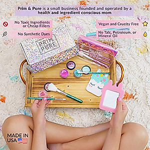 Prim and Pure Mineral Gift Set with Unicorn Mirror| Perfect for Play Dates & Birthday Parties | Kids Eyeshadow Makeup – Mineral Blush | Organic & Natural Makeup Kit for Kids| Made in USA (Pink)